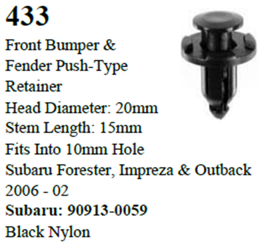 25 Pcs Front Bumper Fender Push-Type Retainer Compatible with Subaru ...